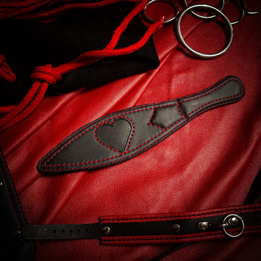 Spicy Spanking Paddle Heart – Dark Side Leathercraft